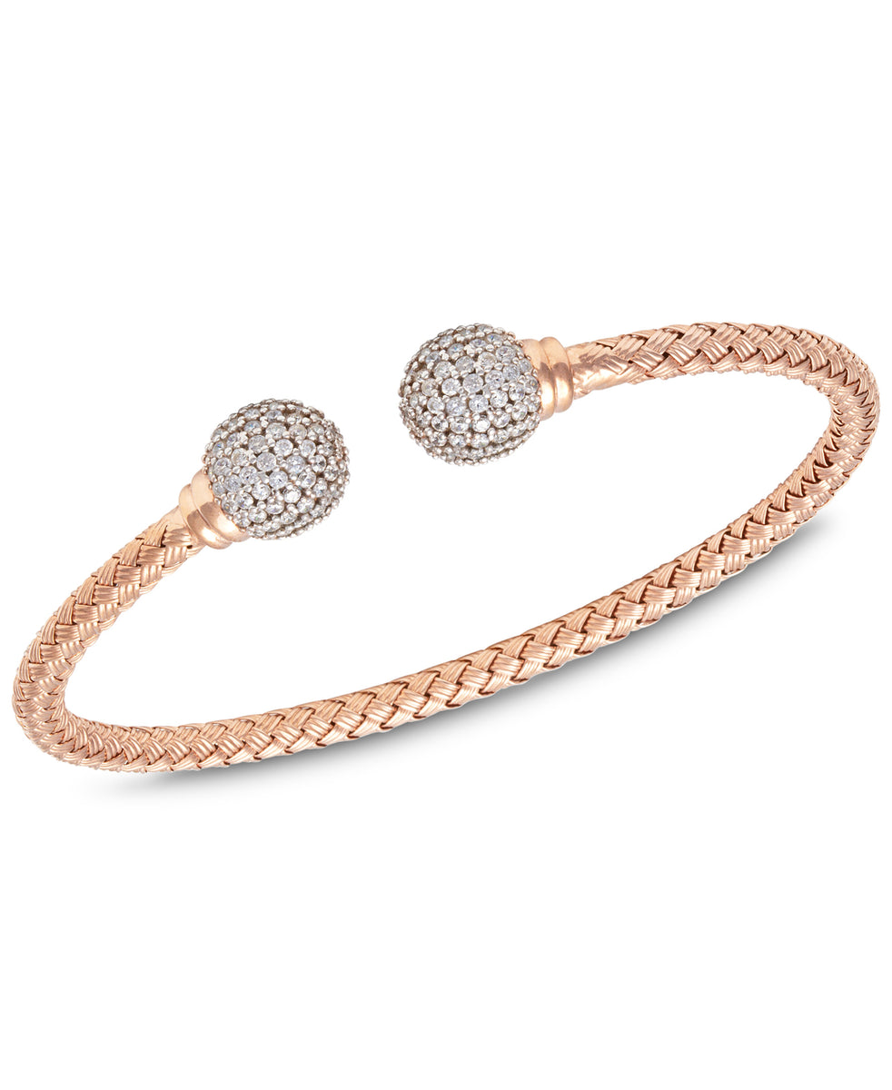 Rhona Sutton Crystal Ball Plated Sterling Silver Cuff Bangle – Rhona ...