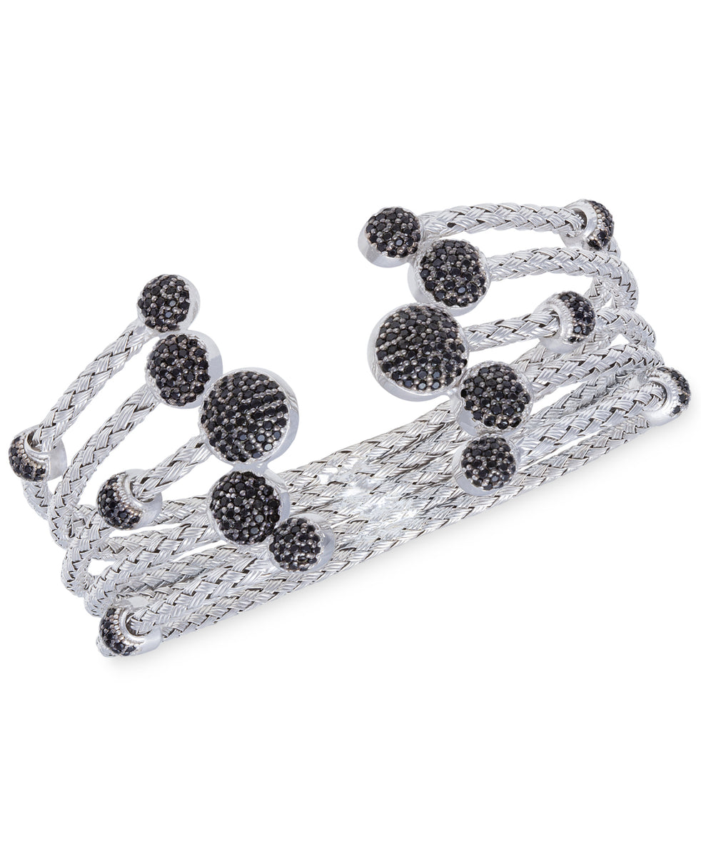 Rhona Sutton 5 Row Crystal Dome Sterling Silver Cuff Bangle – Rhona ...