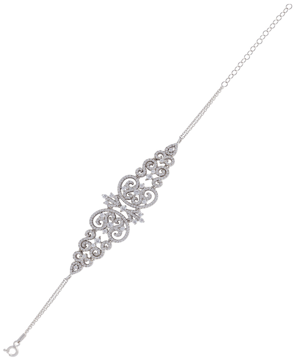 Rhona Sutton Tapered Crystal Damask Sterling Silver Chain Bracelet ...