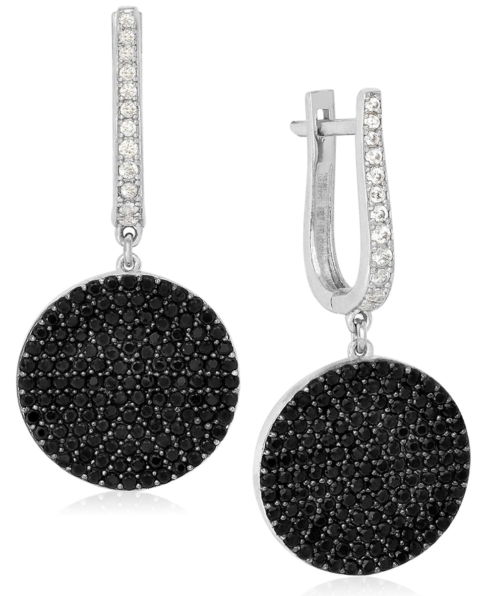 Rhona Sutton Sterling Silver Crystal Disc Medallion Drop Earring ...