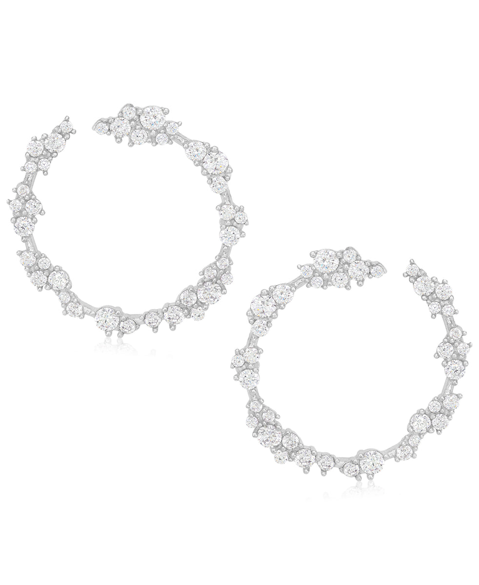 Rhona Sutton Sterling Silver Crystal Clusters Wrap Hoop Earrings ...